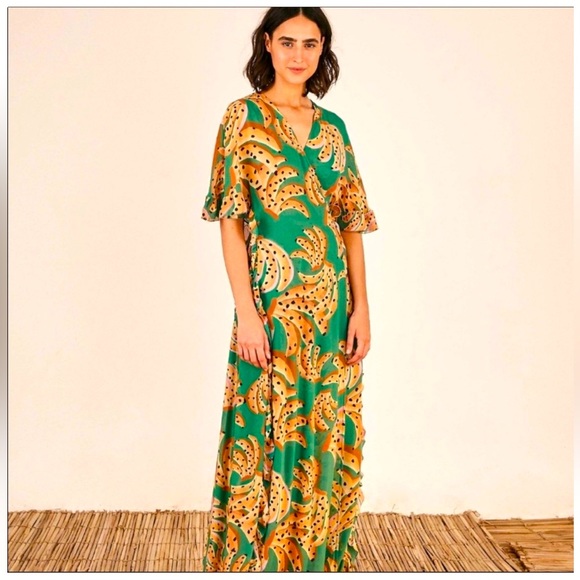 FARM Rio | Dresses | Nwt Farm Rio Raining Bananas Maxi Wrap Dress ...
